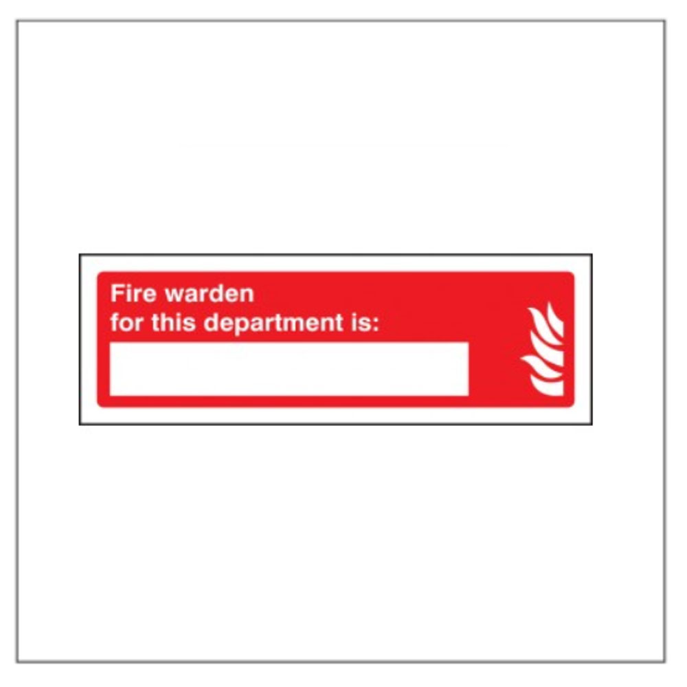 Fire Warden For This Department Is (Sign/Sticker) - Signs Display Shop