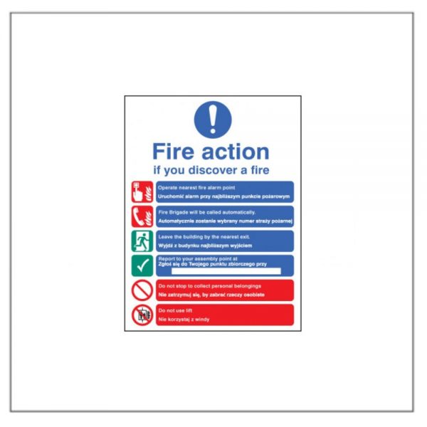 Multi Lingual Fire Action Sign 1 - Signs Display Shop
