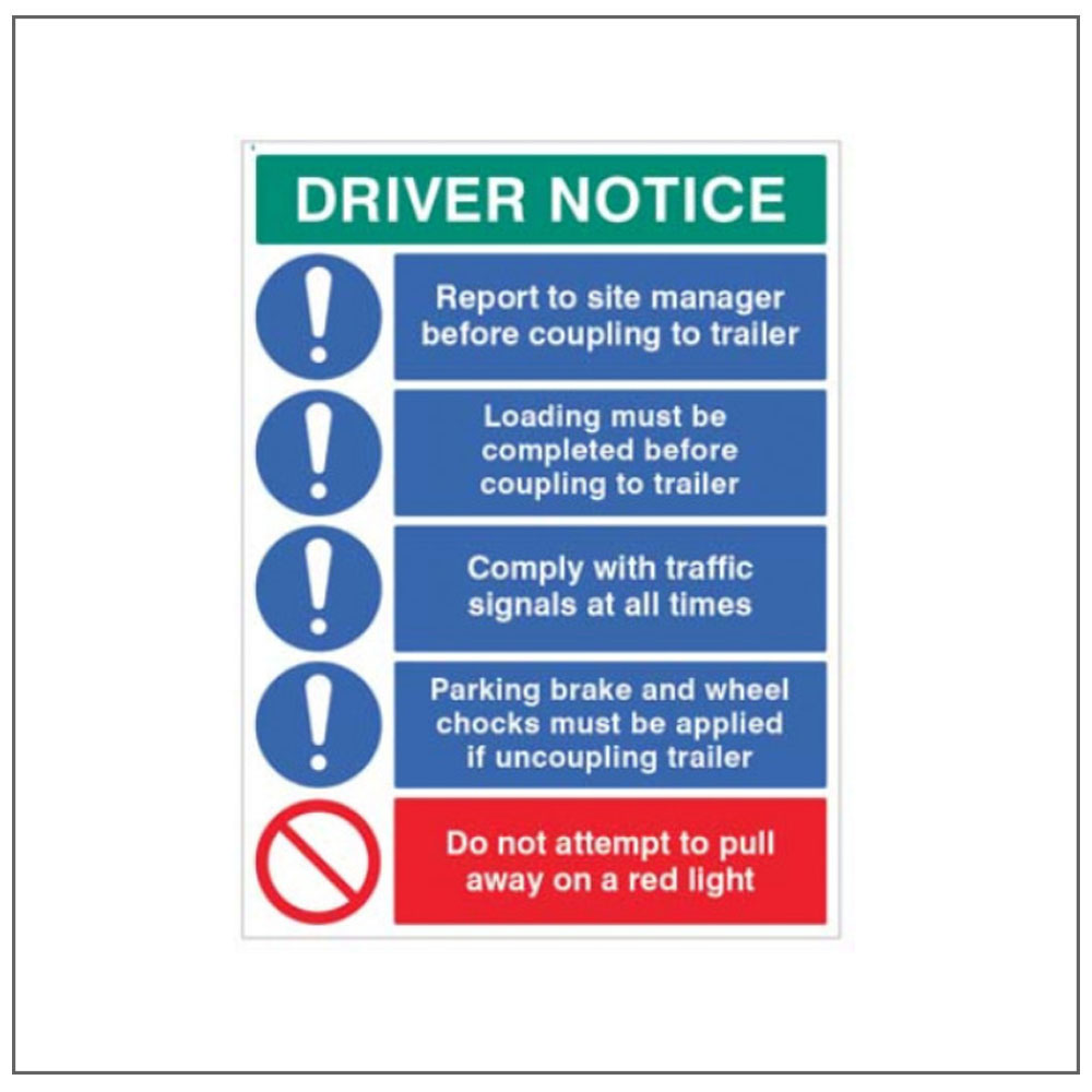Driver Notice - Multi Safety Instructions 4 - Signs Display Shop