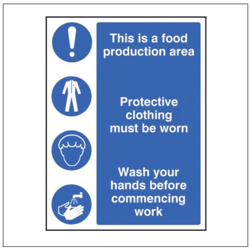 Protective Clothing / Wash Hands Food Area Sign - Signs Display Shop