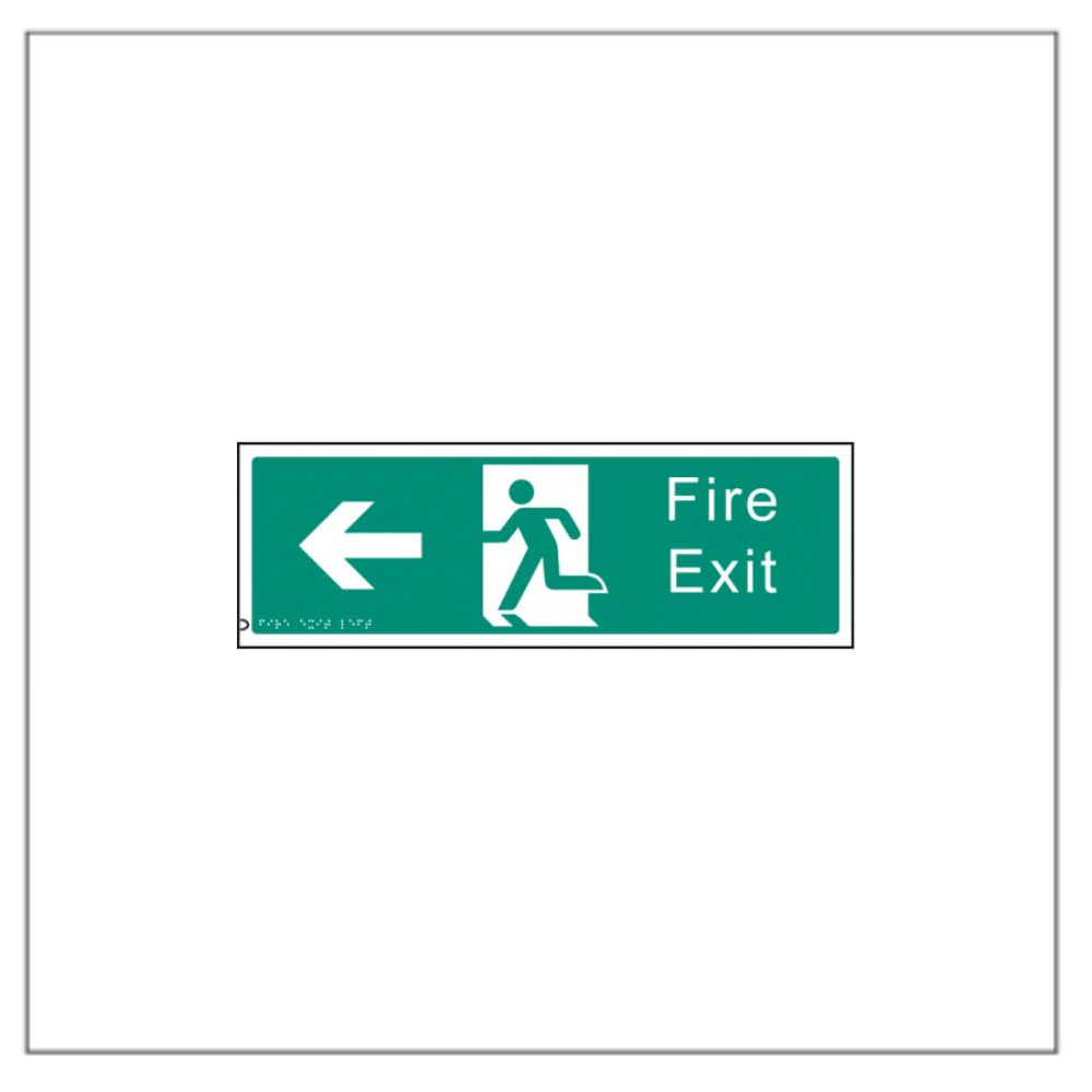 DDA Braille And Tactile Signage (Fire Exit Left Arrow) - Signs Display Shop