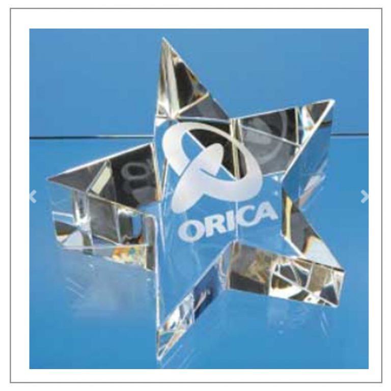 Engraved Glass Paperweight (Star) - Signs Display Shop