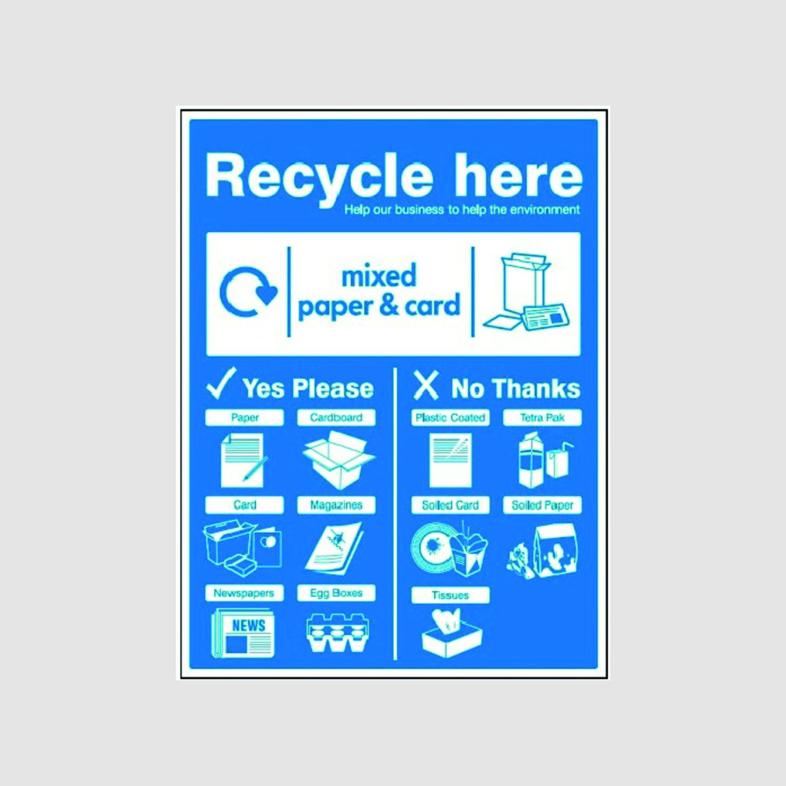 Recycle Here - Paper & Card - Signs Display Shop