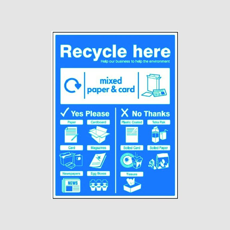 Recycle Here - Paper & Card - Signs Display Shop