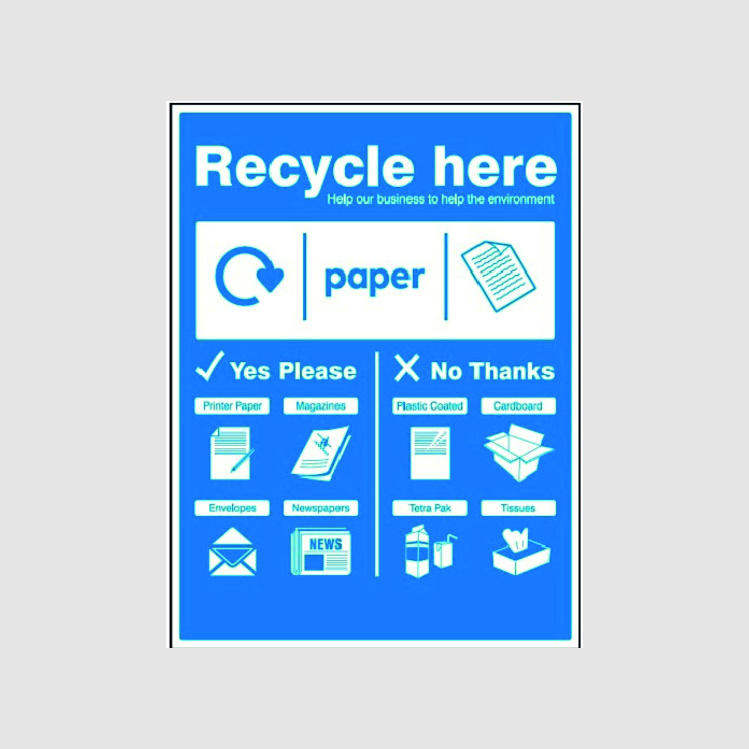 Recycle Here - Paper Only - Signs Display Shop